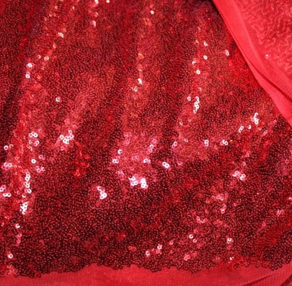 Red Sequin Fabric Red Full Sequins Fabric Crimson Red Glitz - Etsy