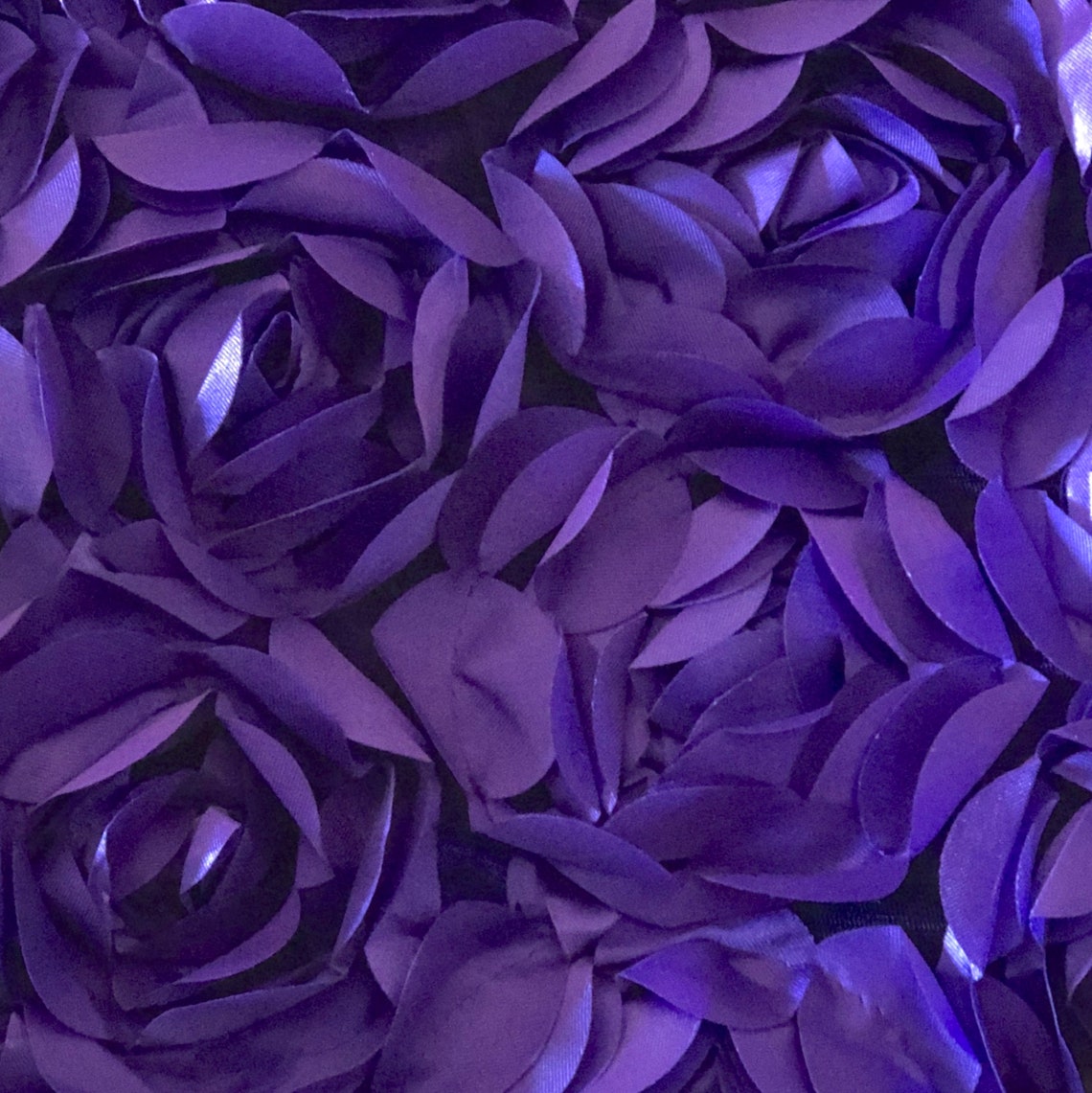 3D Rosette Fabric 3D Rose Fabric Purple Rosette on Mesh - Etsy