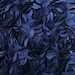 3D Rosette Fabric, Navy Blue Rosette on Mesh Fabric, 3D Rose Fabric ...