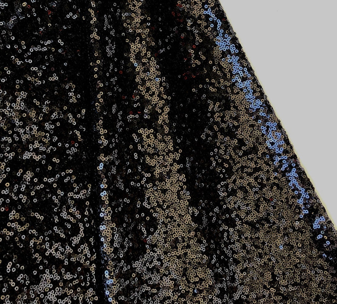 Black Sequin Fabric, Black Full Sequin on Black Mesh Fabric, Black ...