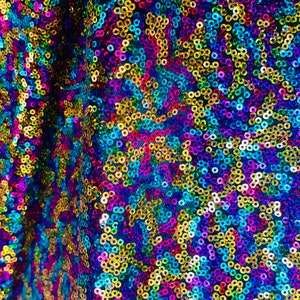 Multi Color Sequin Fabric, Rainbow Color Glitz Sequin Fabric, Rainbow ...