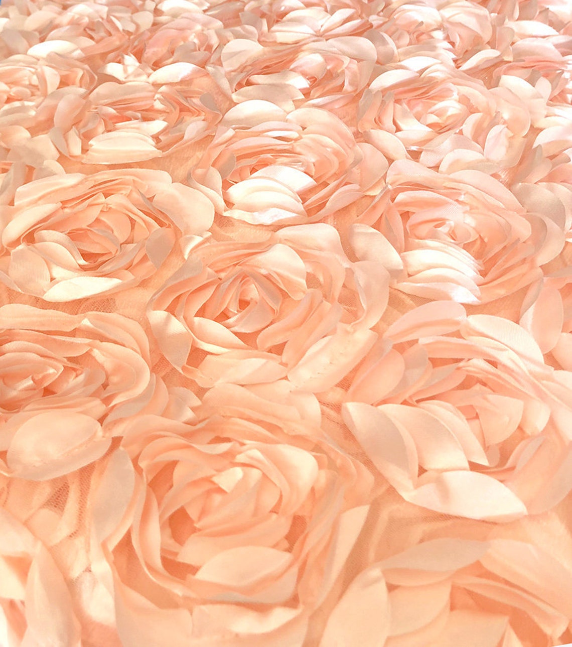3D Rosette Fabric 3D Rose Fabric Peach Rosette on Mesh | Etsy