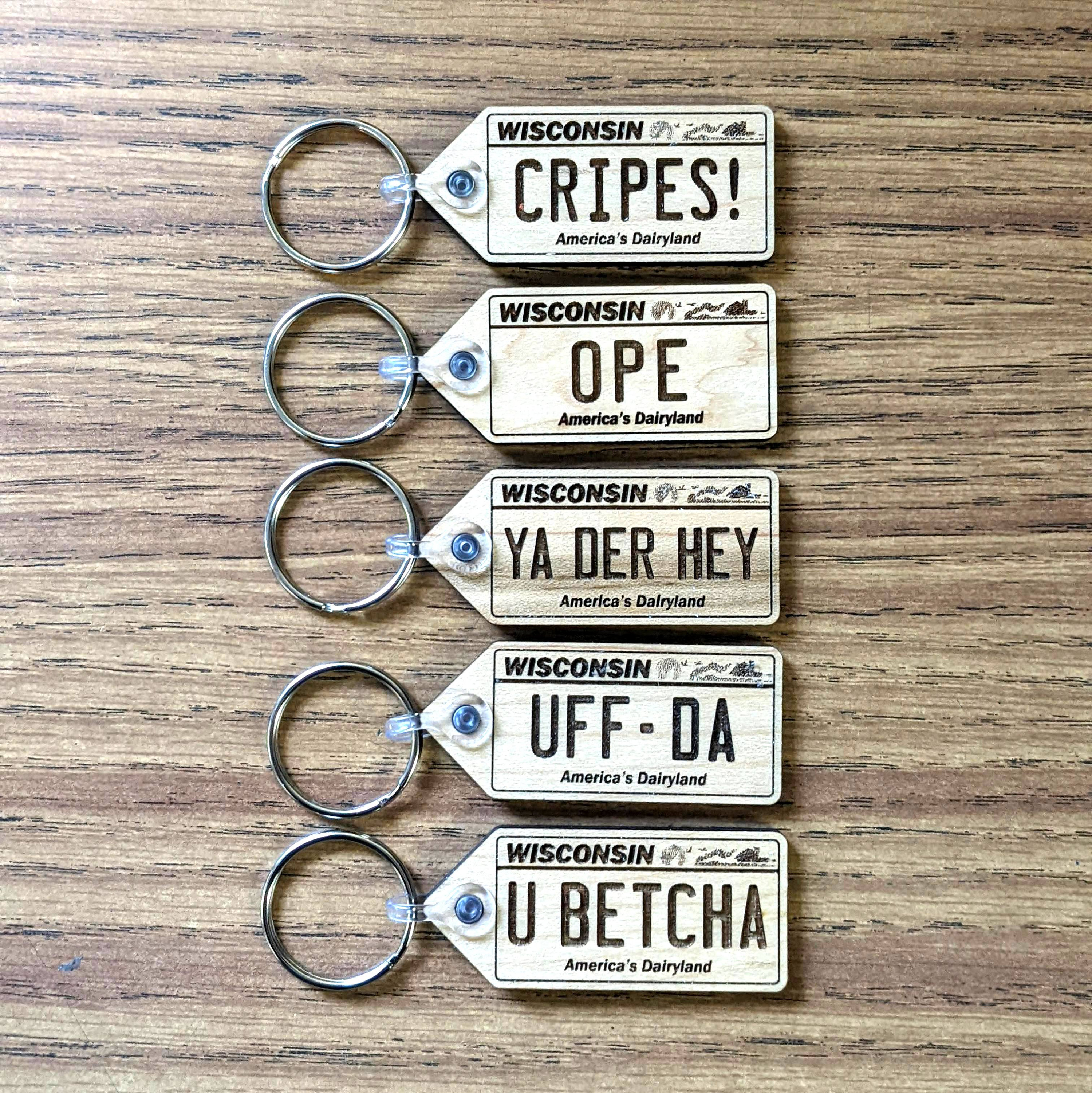 Wisconsin 'sconnie Slang Keychain - Uff-da, OPE, Ya Der Hey, U Betcha ...