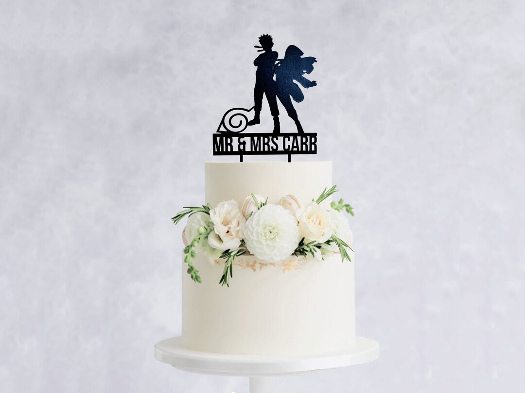 Ninja Anime Cake Topper - Wooden Wedding Cake Topper, Rustic Cake ...