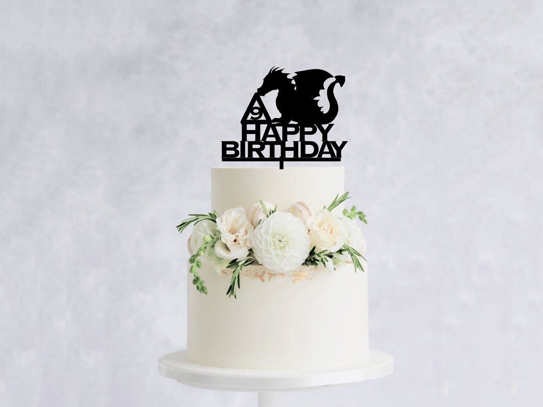 Dragon Birthday Cake Topper, Dungeons and Dragons, Custom Age - Etsy