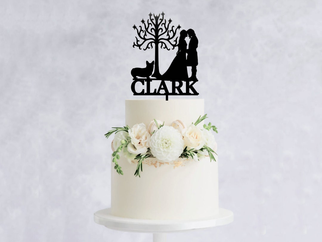 Custom Name Wedding Cake Topper Wooden Lord of the Rings Cake Topper ...