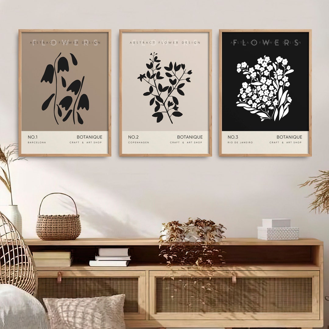 Set of 3 Natural Wooden Laminated Framed Print on Mdf Wall Art - Etsy