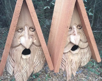 Carved Face Bird House - Etsy