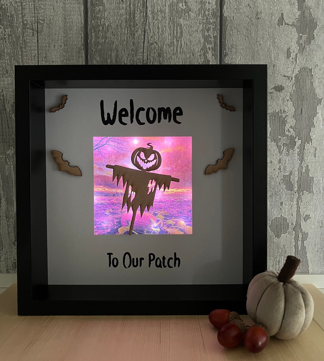 Halloween Shadow Box Frame With LED Lights Our Patch - Etsy