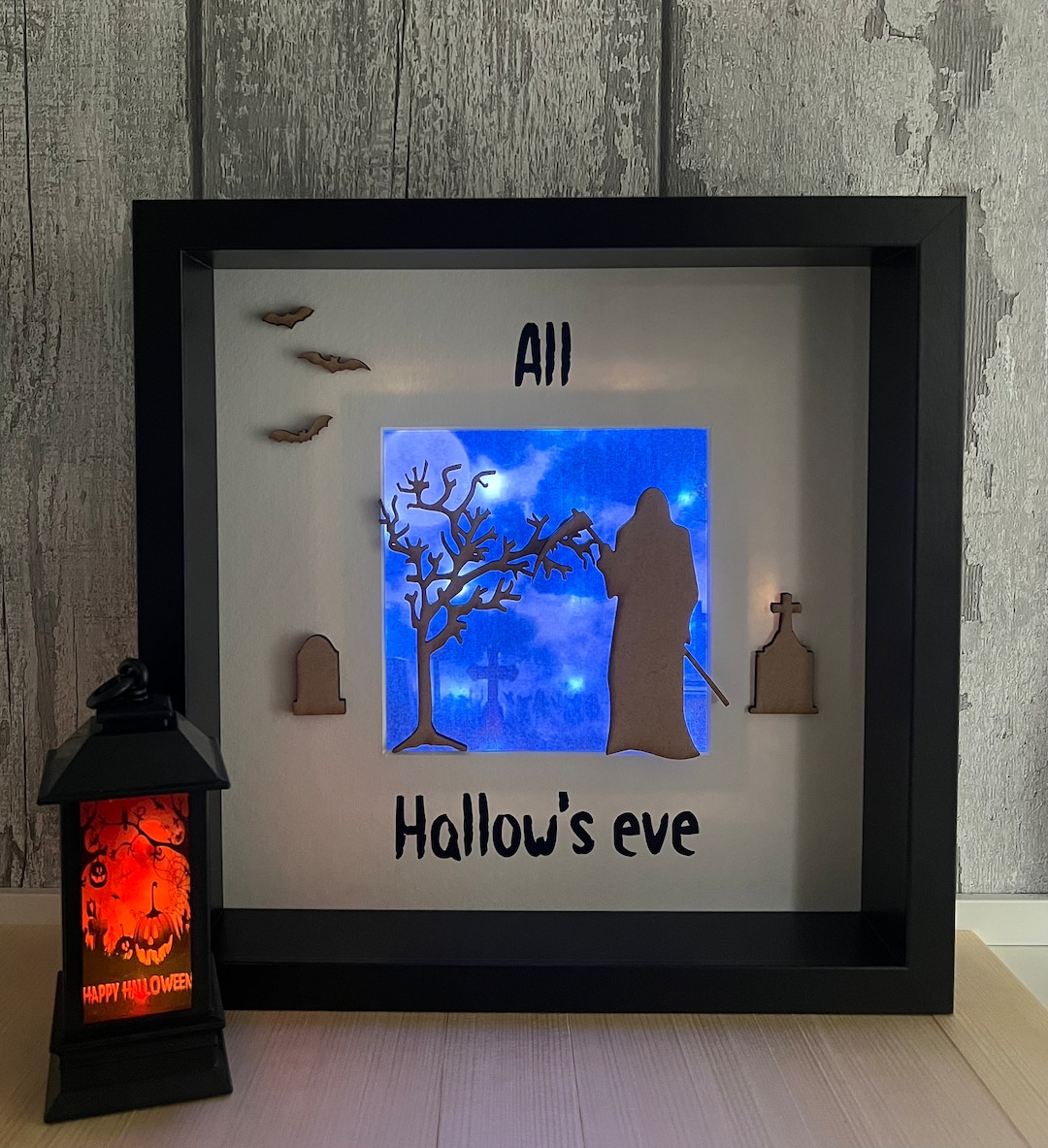 Halloween Shadow Box Frame With LED Hallow - Etsy
