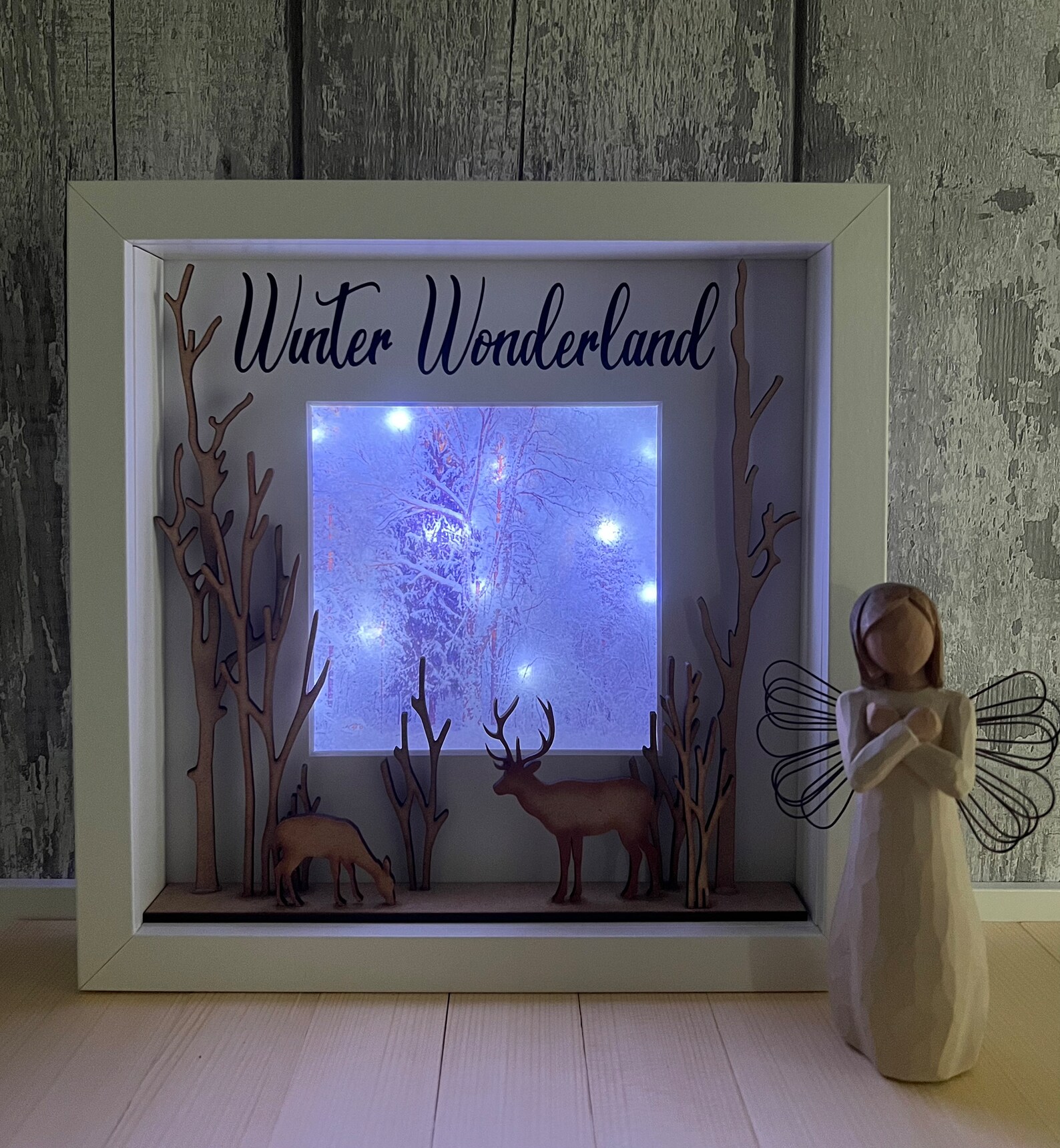 Christmas Shadow Box Frame With LED Lights Winter Wonderland - Etsy