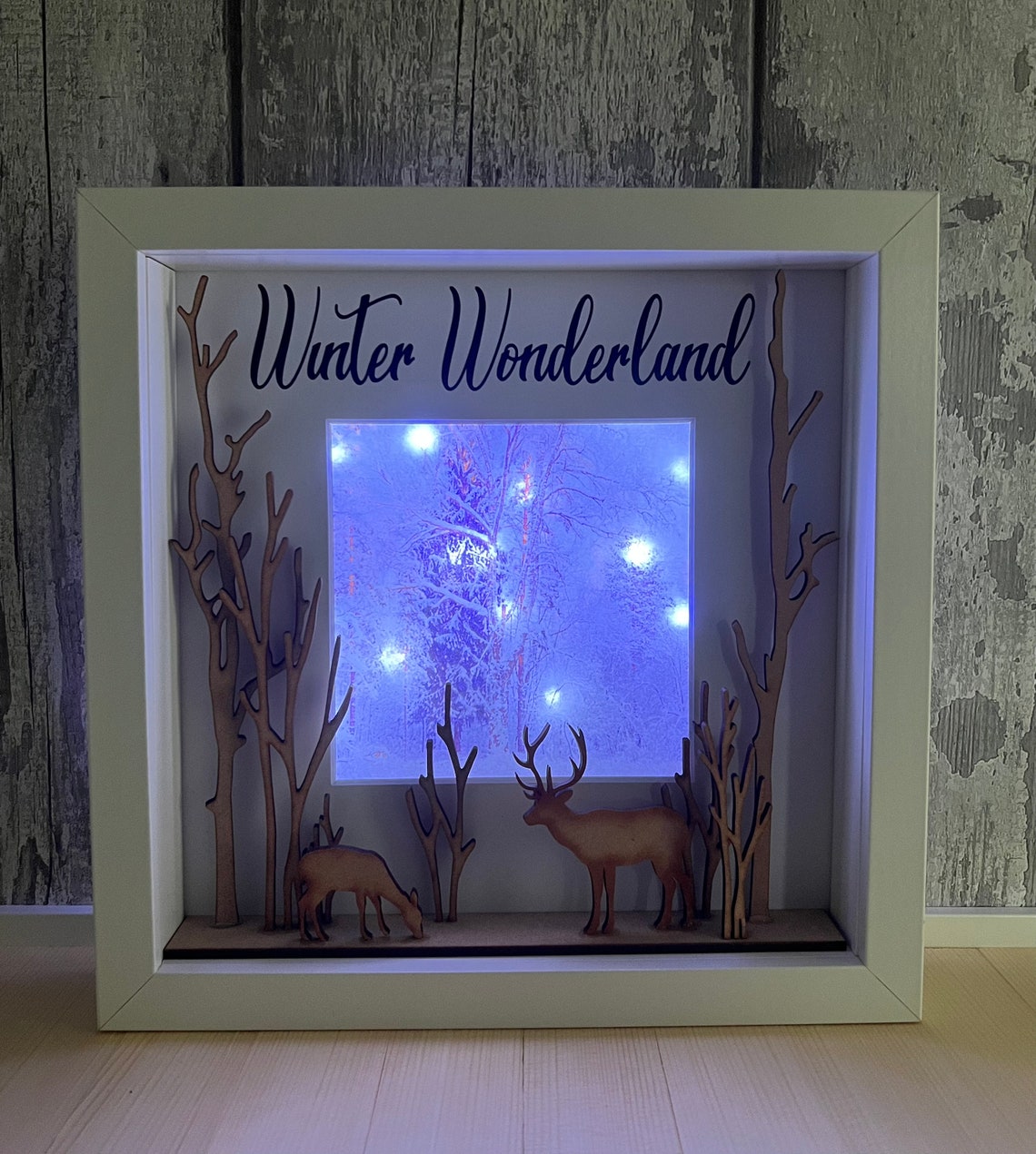 Christmas Shadow Box Frame With LED Lights Winter Wonderland - Etsy