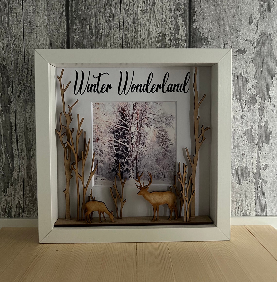 Christmas Shadow Box Frame With LED Lights Winter Wonderland - Etsy