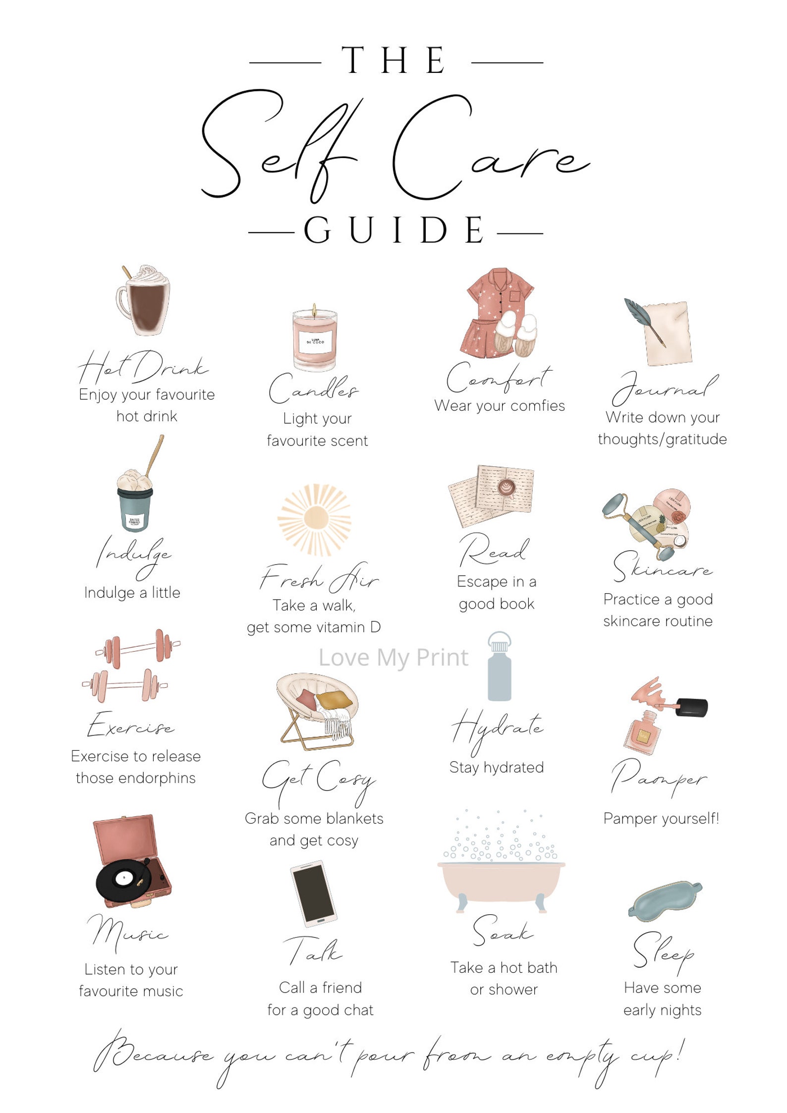 Self Care Guide Self Care Print Prints Wellbeing - Etsy