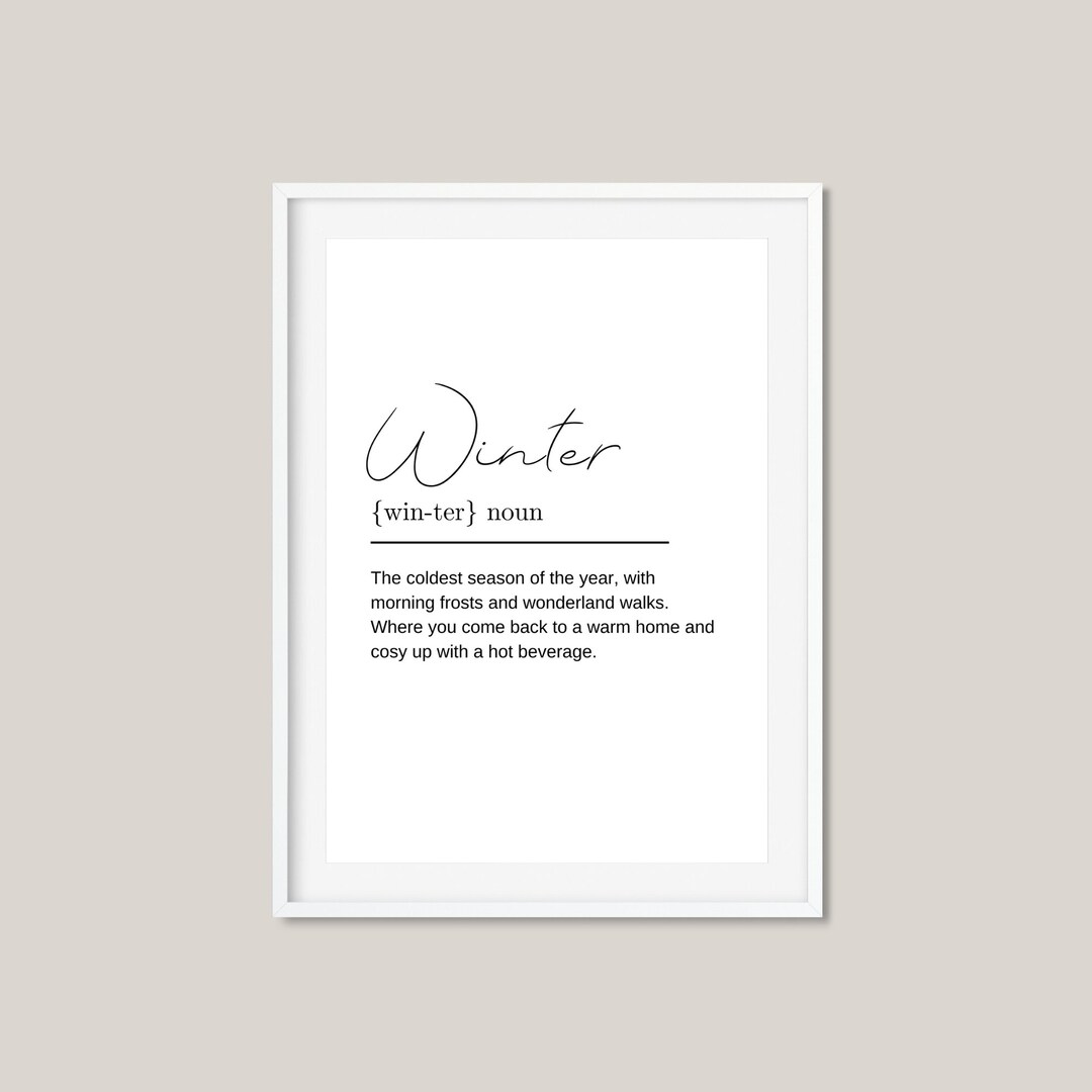 Winter Definition Print: Typography Wall Art, Seasonal Decor - Etsy UK