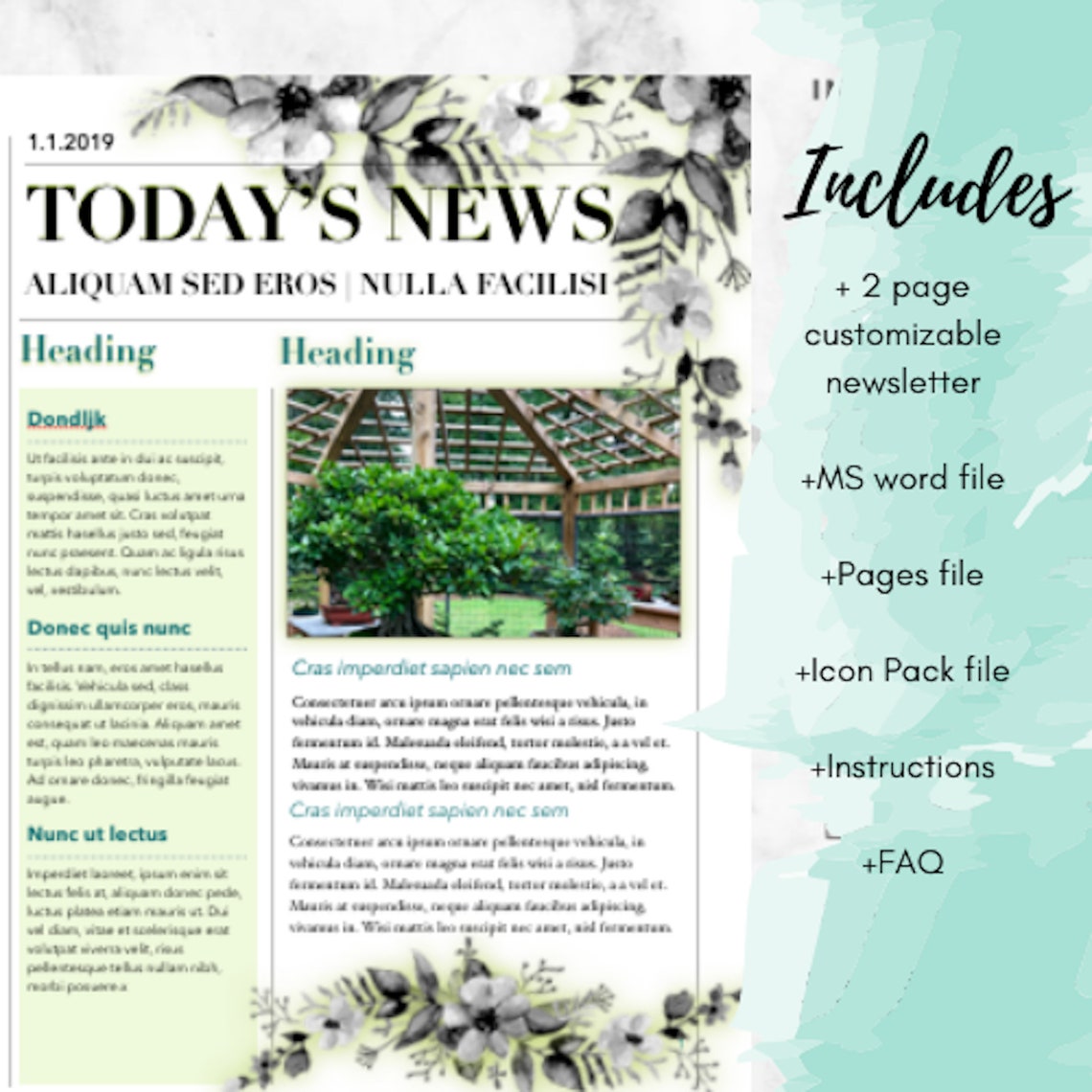 Floral Newsletter Template Floral Business Template | Etsy