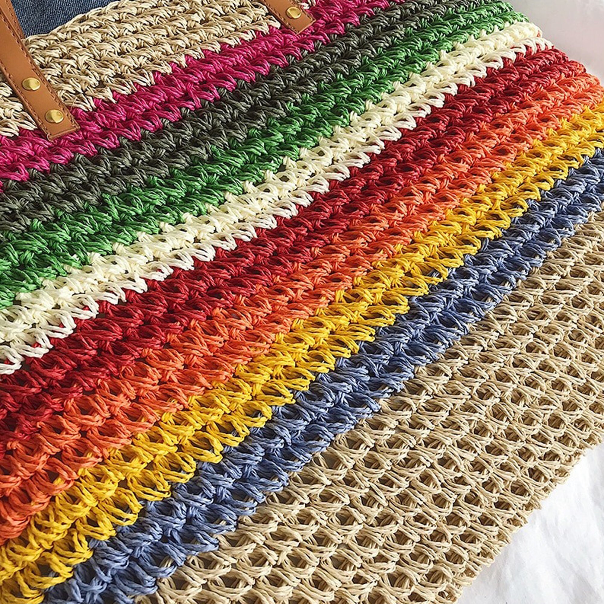 Straw Bag With Zipper Straw Beach Bag With Zipper Straw - Etsy