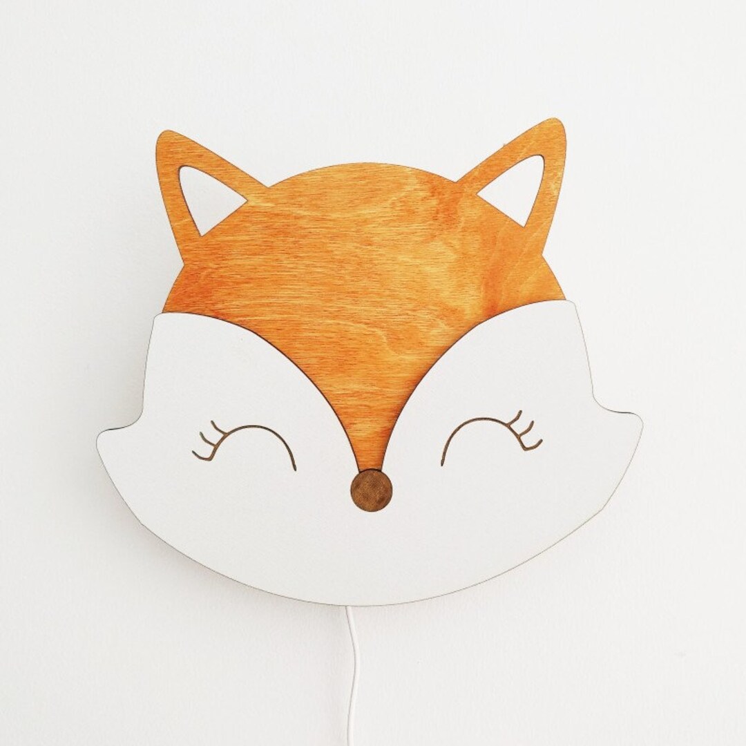 230v Fox LED Lamp Handmade Wooden, Kids Night Lamp, Baby Room Lamp ...