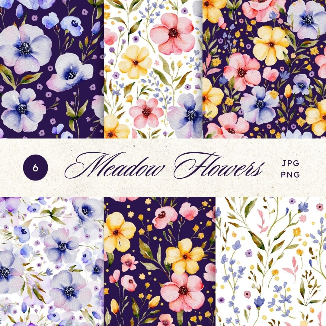 Wildflower Png Watercolor Digital Paper Vintage Wallpaper Spring ...
