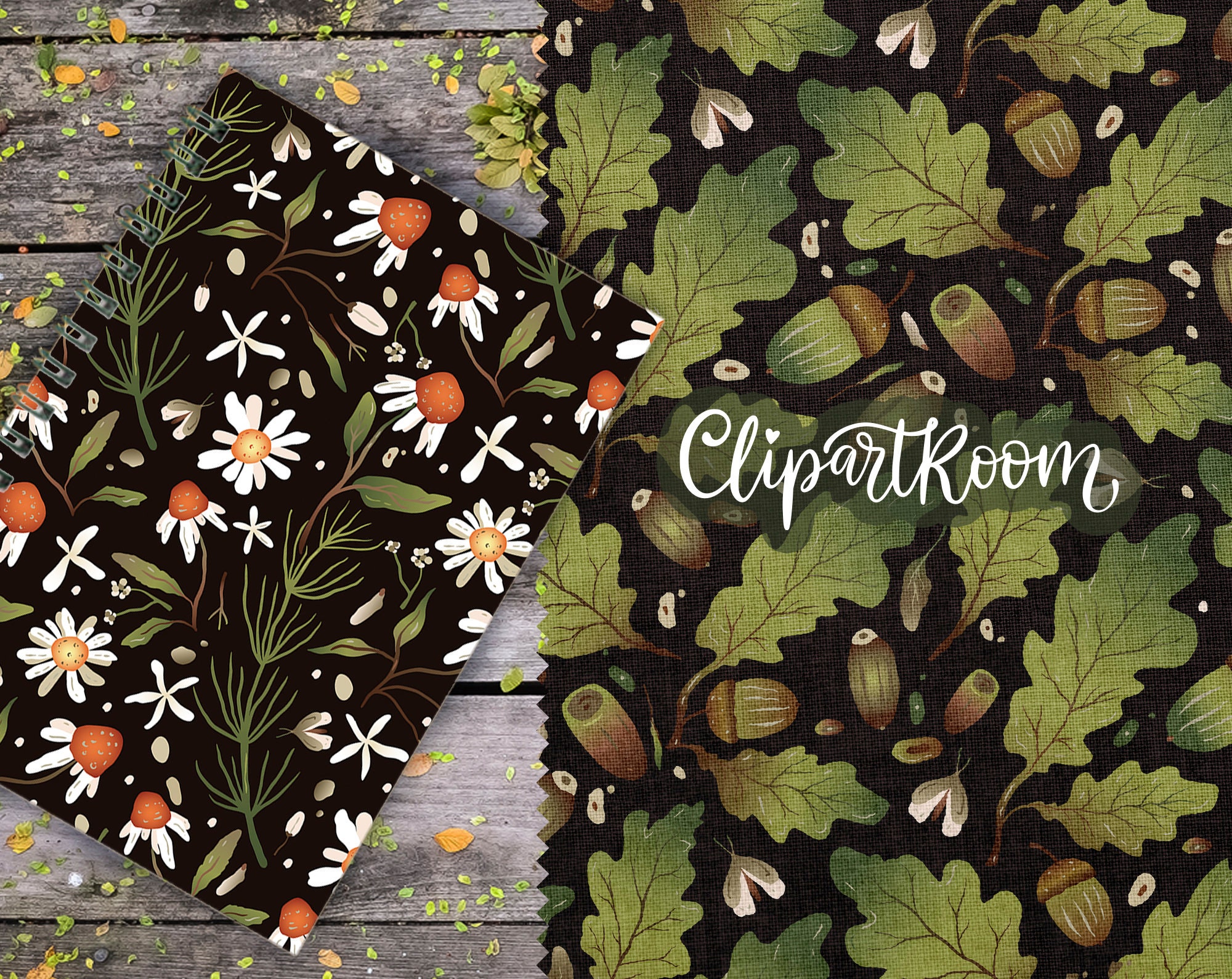 Autumn Digital Paper Fall Digital Paper Floral Graphic Seamless Pattern ...
