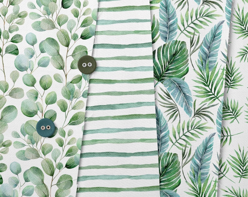 Jungle Nursery Tropical Leaves Digital Paper Eucalyptus Leaves Monstera ...