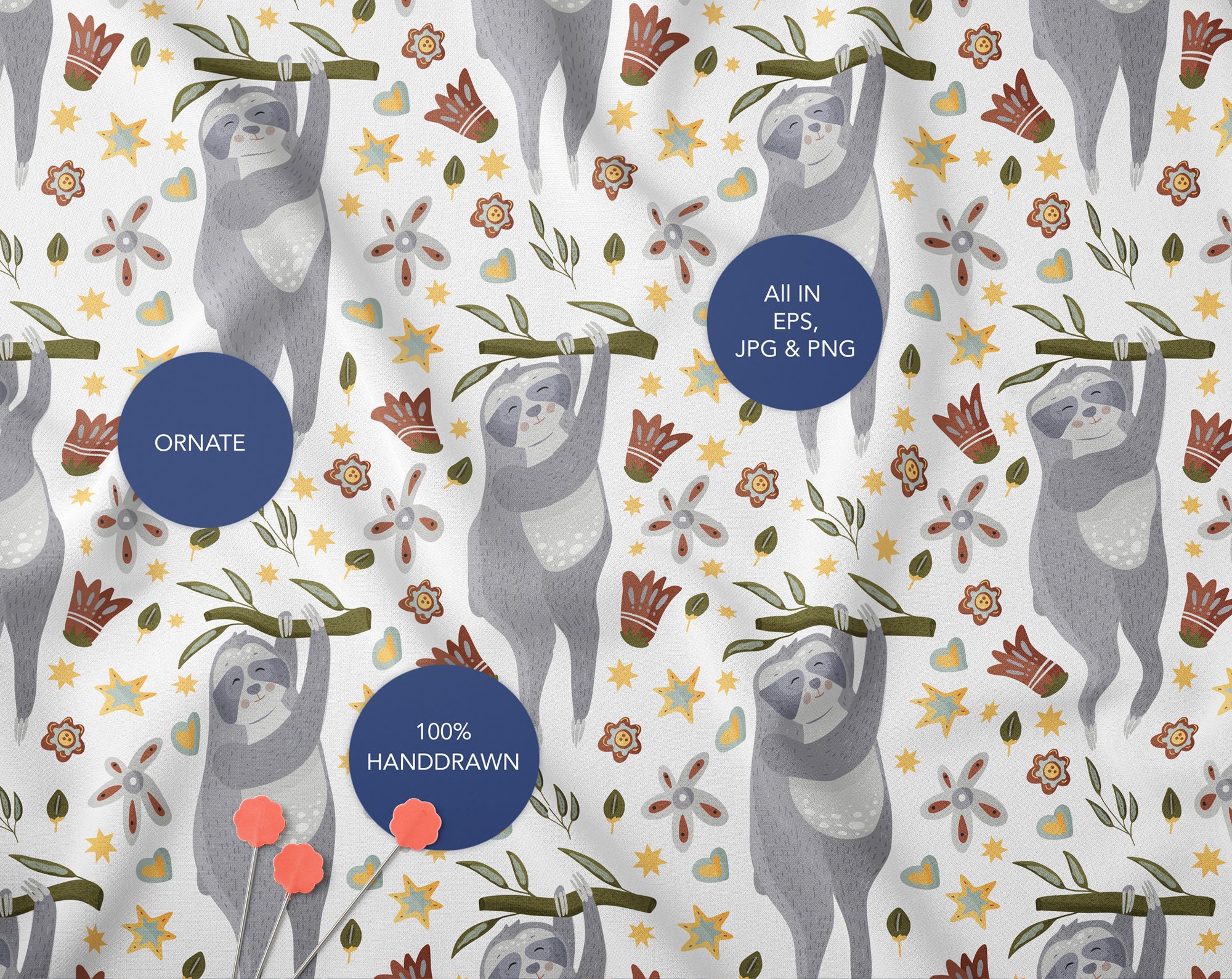 Sloth Digital Paper Pack, Sloth Baby Shower Digital Paper, Jungle ...