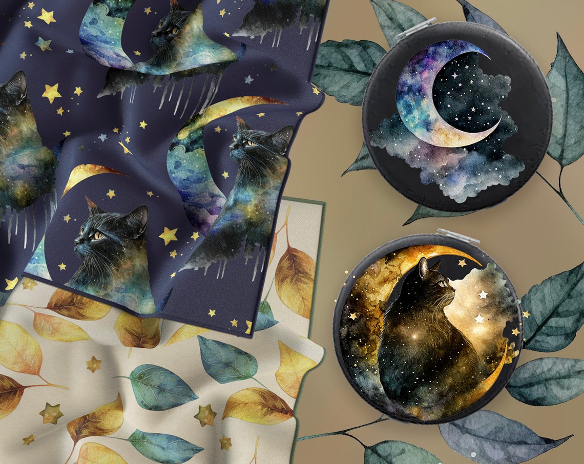 Cat Clipart Png Moon Png Pet Watercolor Cat Png Cartoon - Etsy