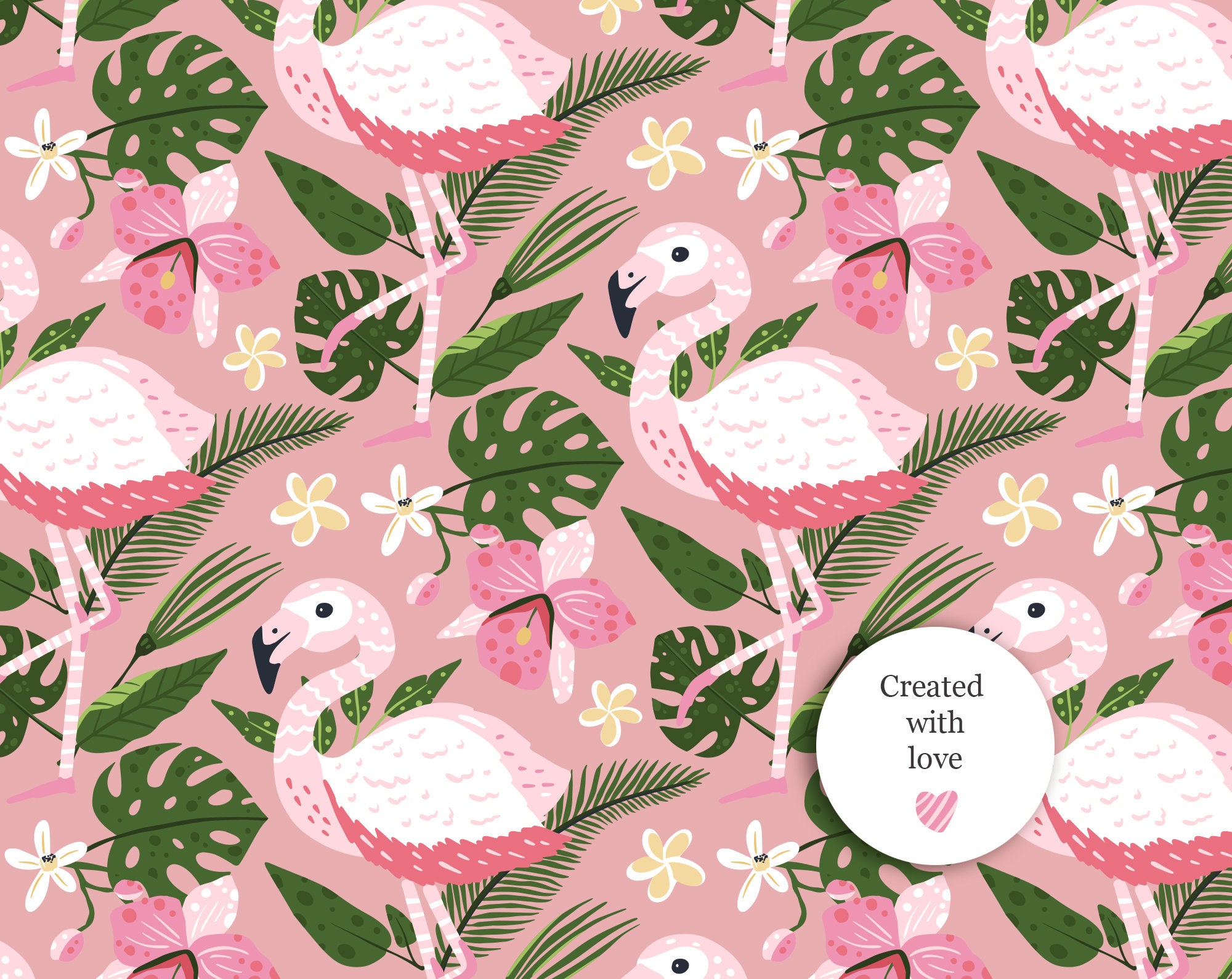 Flamingo Digital Paper Seamless Pattern Set Tropical Wallpaper - Etsy