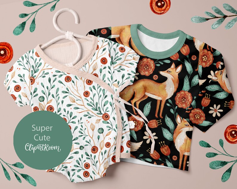 Fox Print Fall Digital Paper Fox Baby Shower Fox Pattern Animal ...