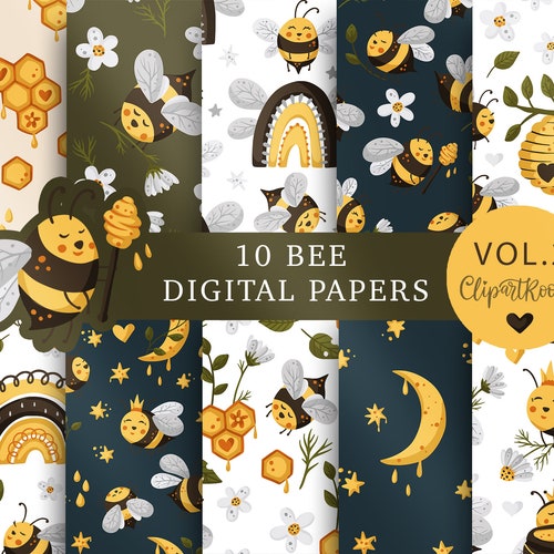 Bumble Bee Digital Paper Honey Bee Spring Digital Paper Summer - Etsy