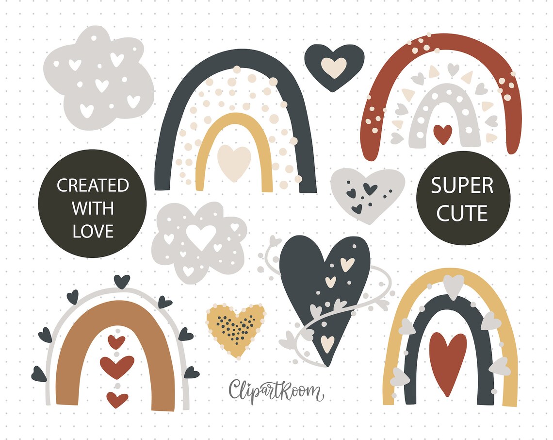 Boho Rainbow Svg Heart Svg Files for Cricut Valentines Svg - Etsy