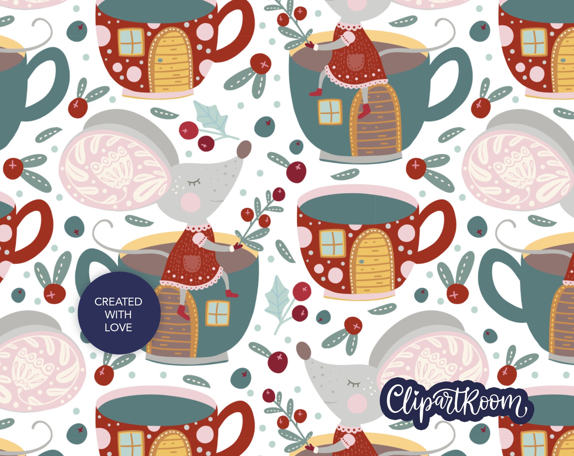 Kawaii Christmas Digital Paper Pack, Winter Digital Paper, Christmas ...
