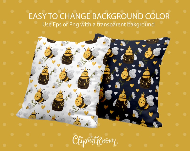 Bumble Bee Digital Paper Honey Bee Seamless Digital Patterns Colorful ...