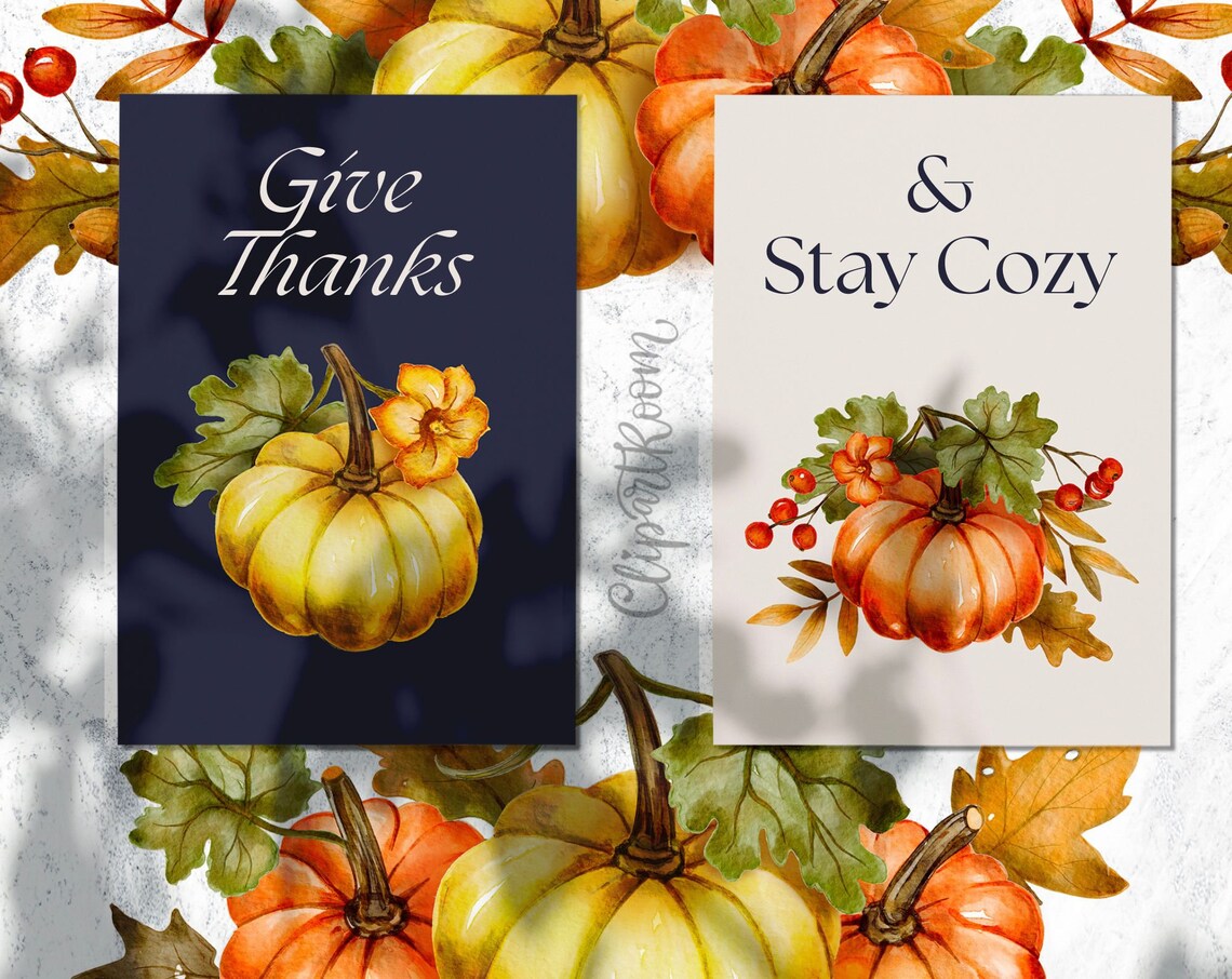 Pumpkin Clipart Thankful Png Thanksgiving Png Fall Watercolor Clipart ...