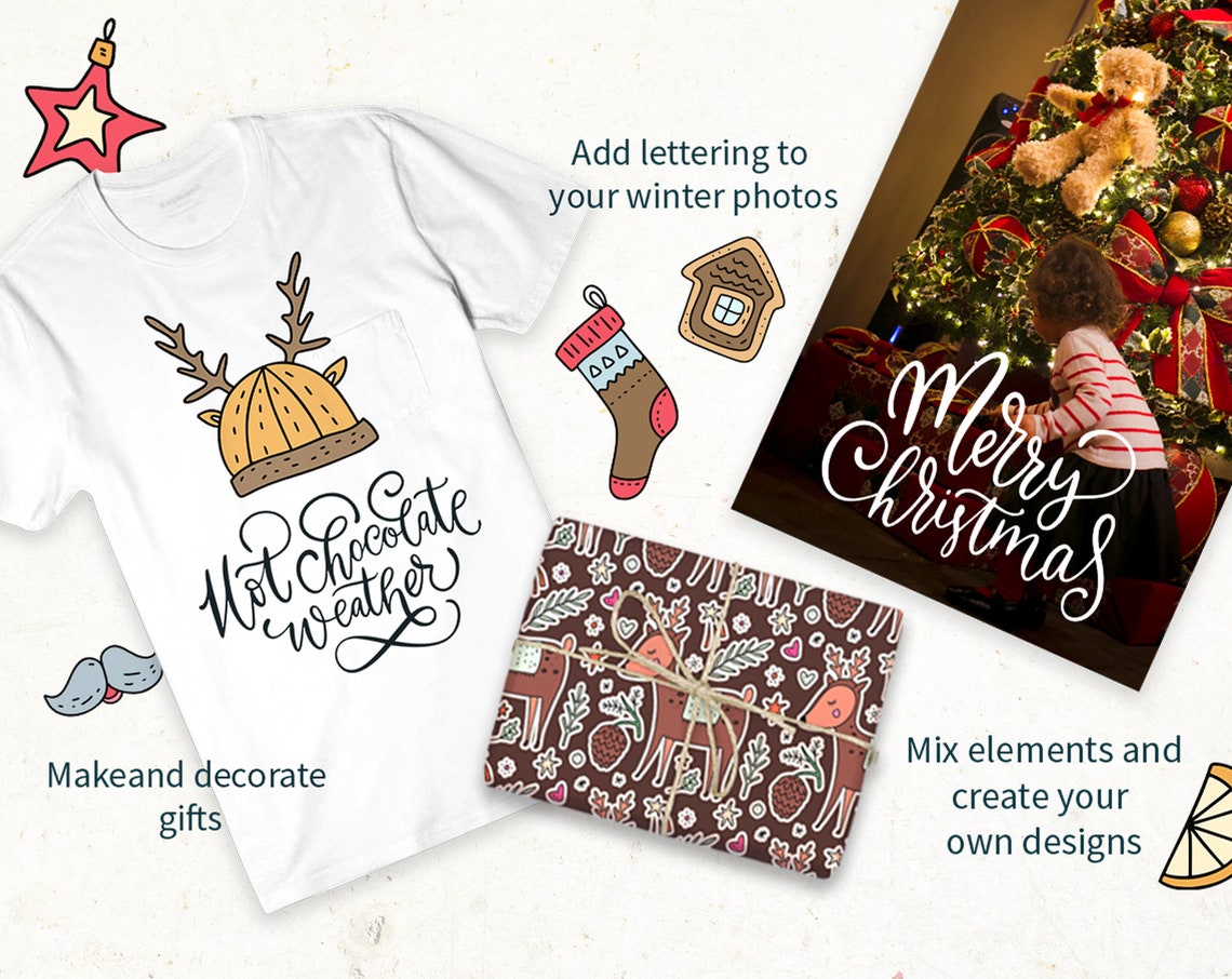 Christmas Vector Bundle Christmas Doodle Clipart Christmas - Etsy