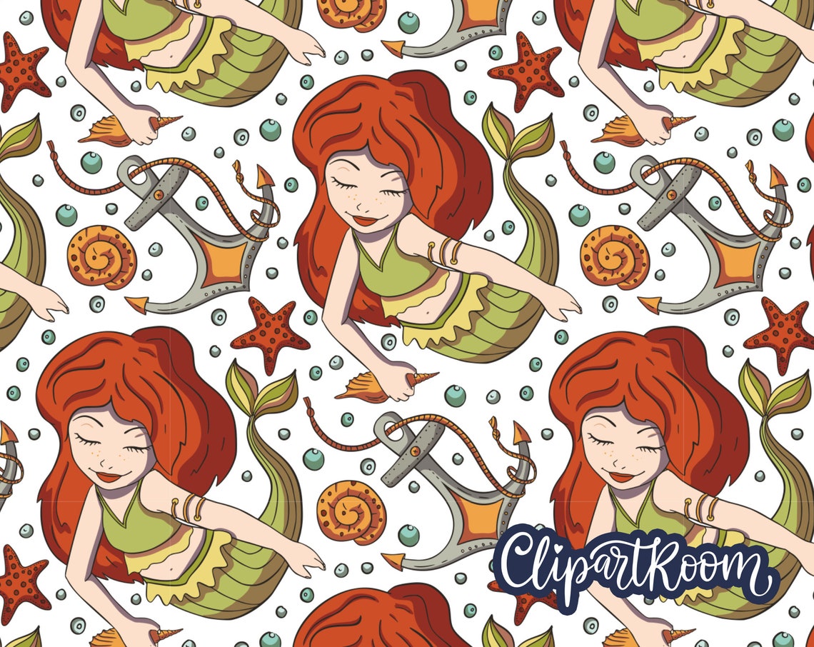 Mermaid Digital Paper Pack Summer Digital Paper Mermaid Paper - Etsy