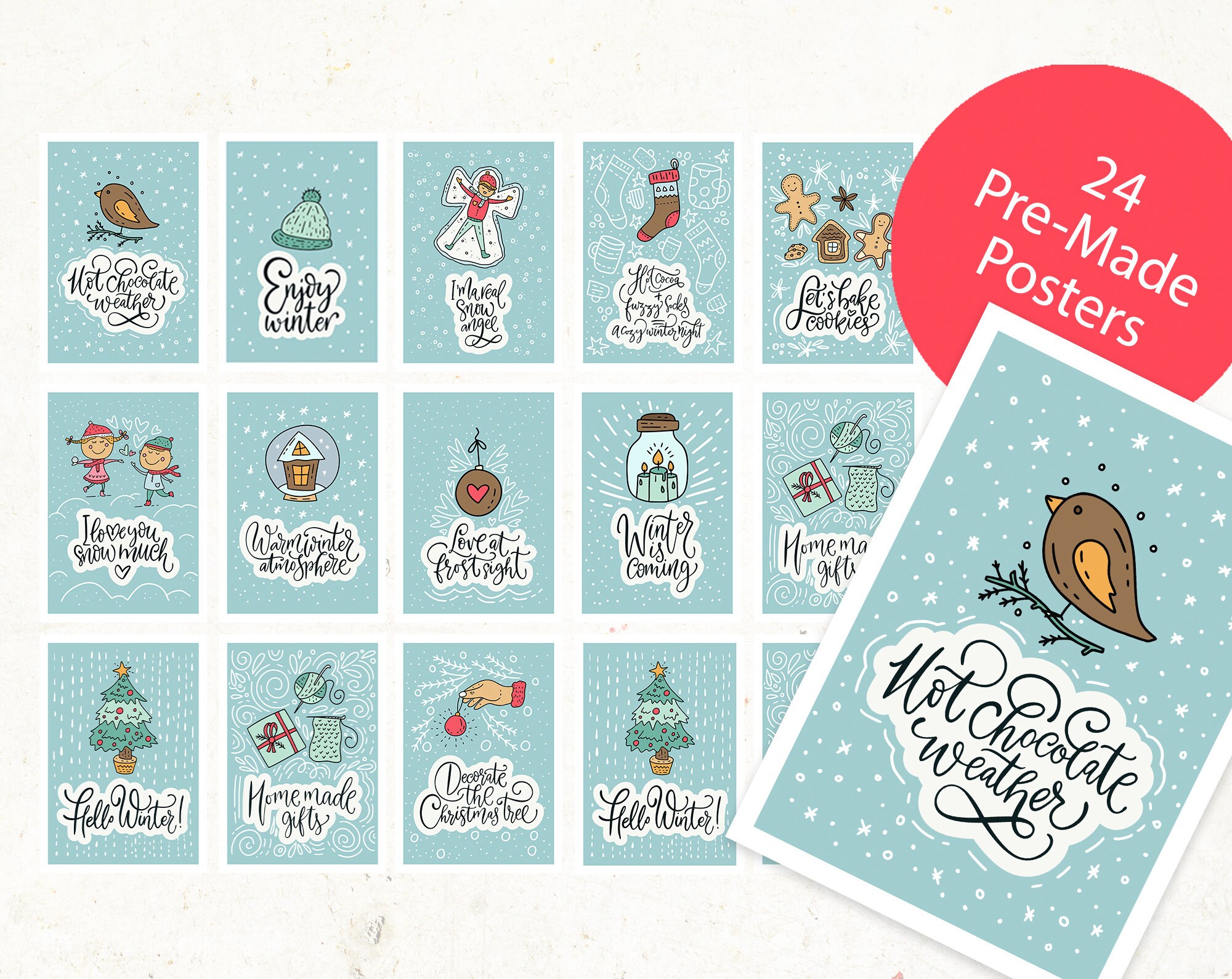 Christmas Vector Bundle, Christmas Doodle Clipart, Christmas Printable ...