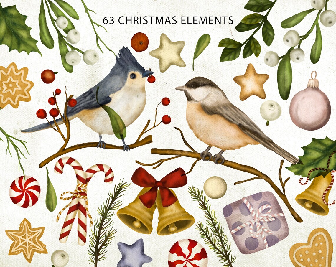 Cardinal Clipart Border Clipart Digital Vintage Christmas | Etsy