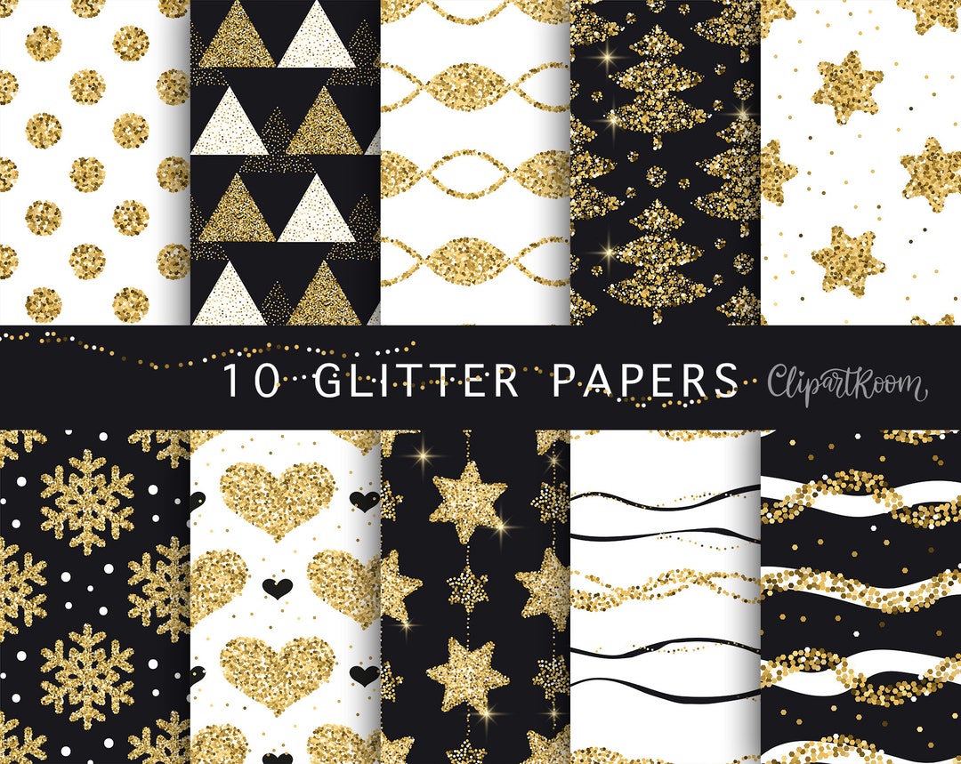 Gold Glitter Christmas Paper: Seamless Confetti Patterns (digital ...