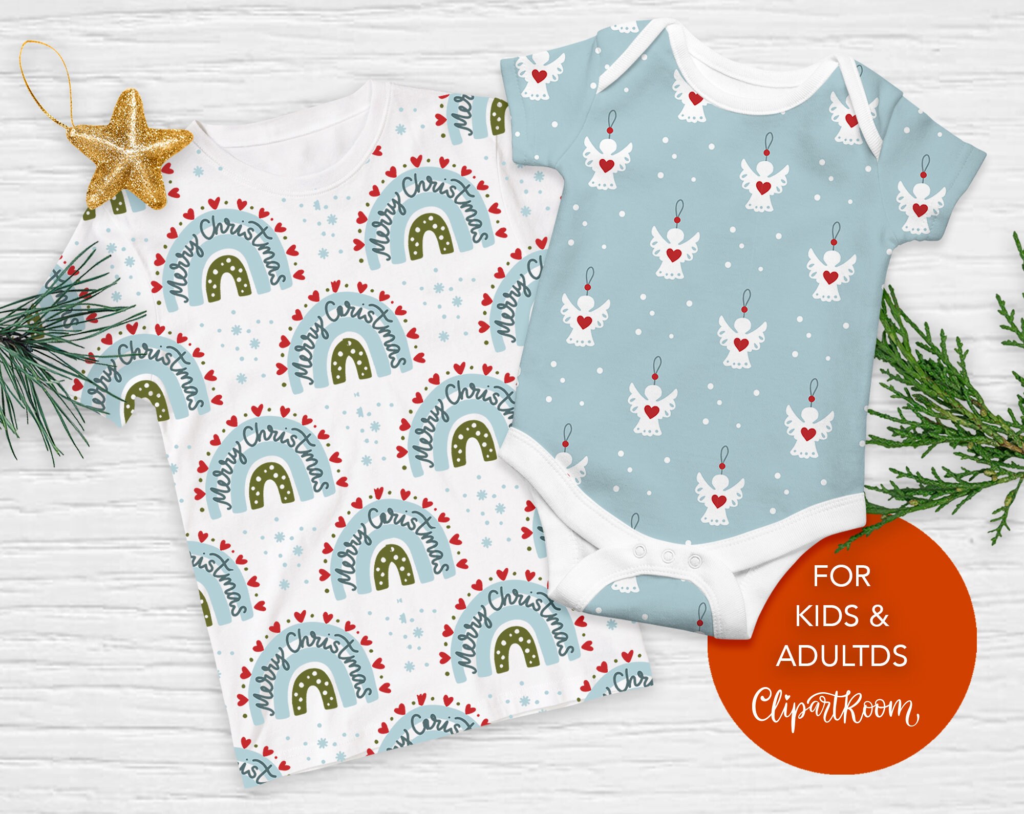 Christmas Rainbow Digital Paper, Rainbow Colors Digital Paper ...