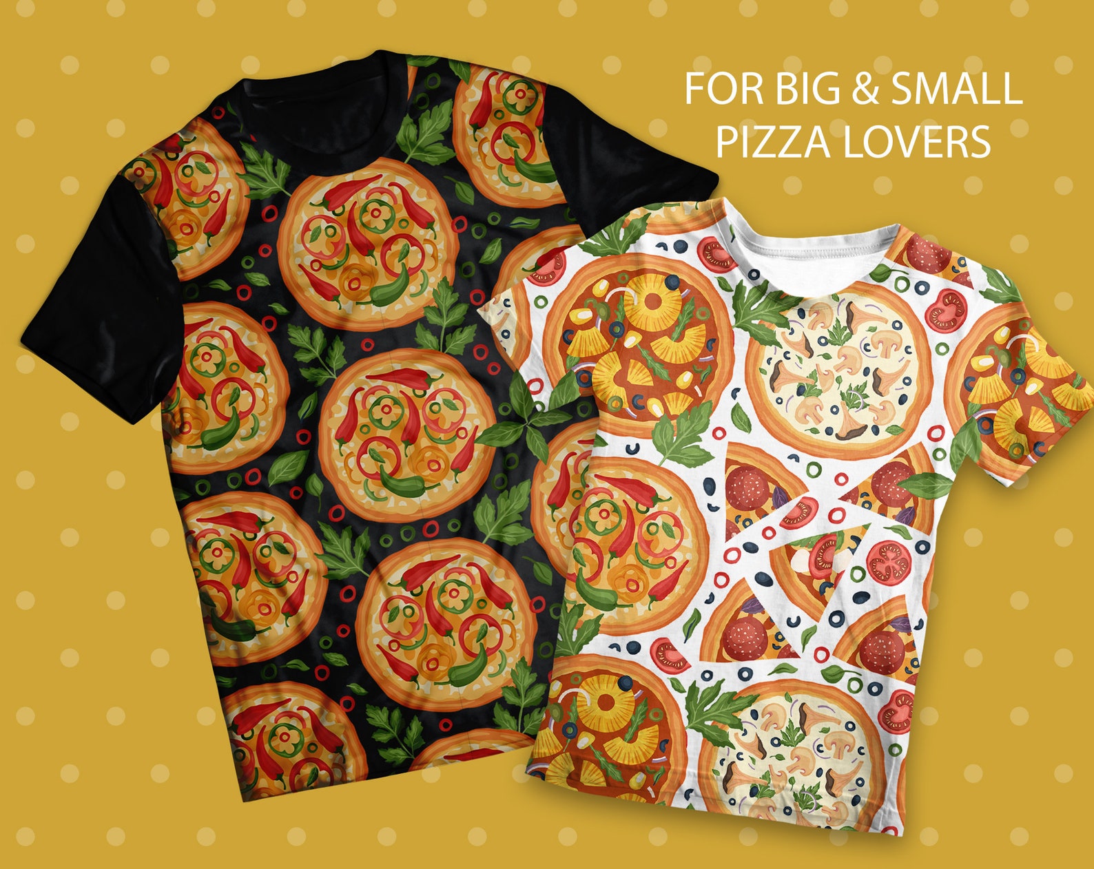 Pizza Print Colorful Digital Paper, Food Backdrop Digital Scrapbook Kit ...