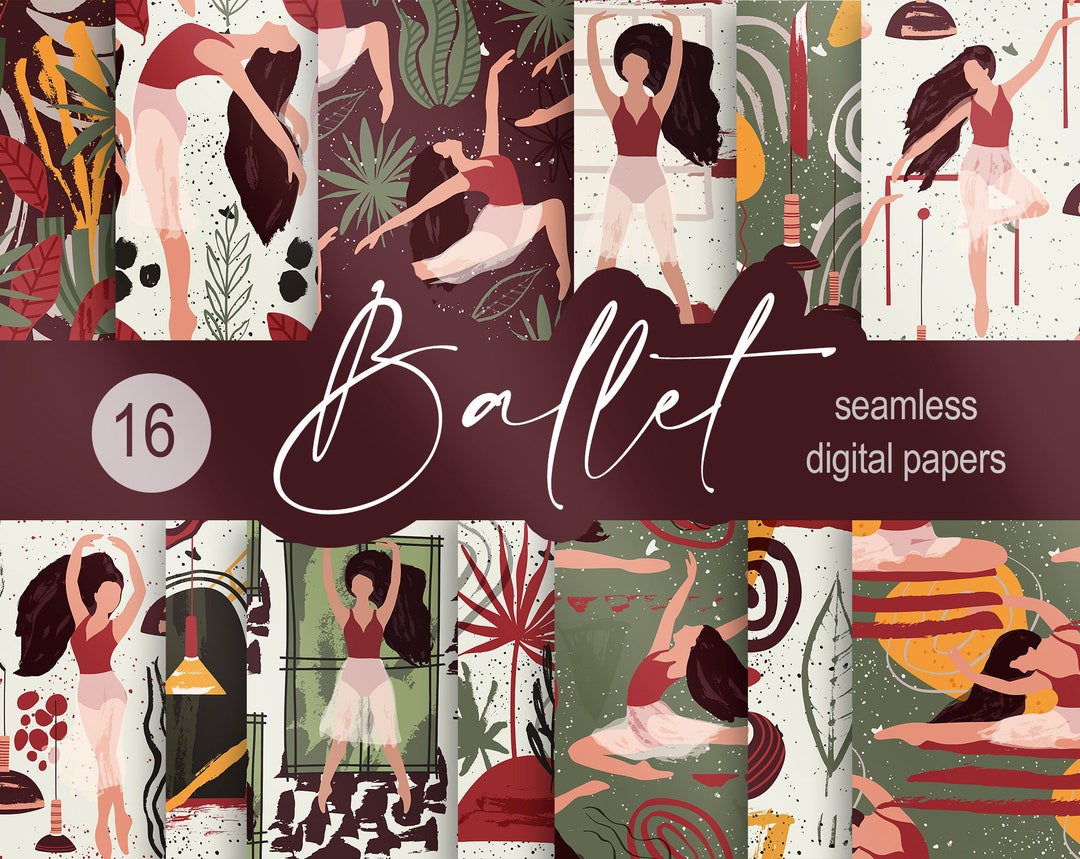 Ballerina Graphics Vector Textured Wallpaper Ballet Canvas Seamless ...