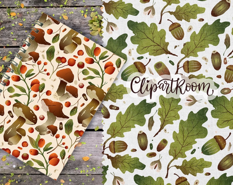 Fall Digital Paper Mushroom & Daisy Digital Paper Seamless | Etsy