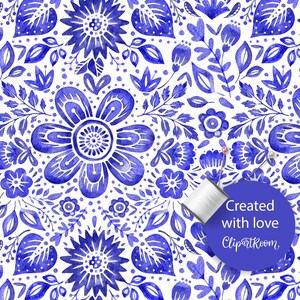 Folk Art Prints Vintage Wallpaper Watercolor Digital Paper Shabby Chic ...