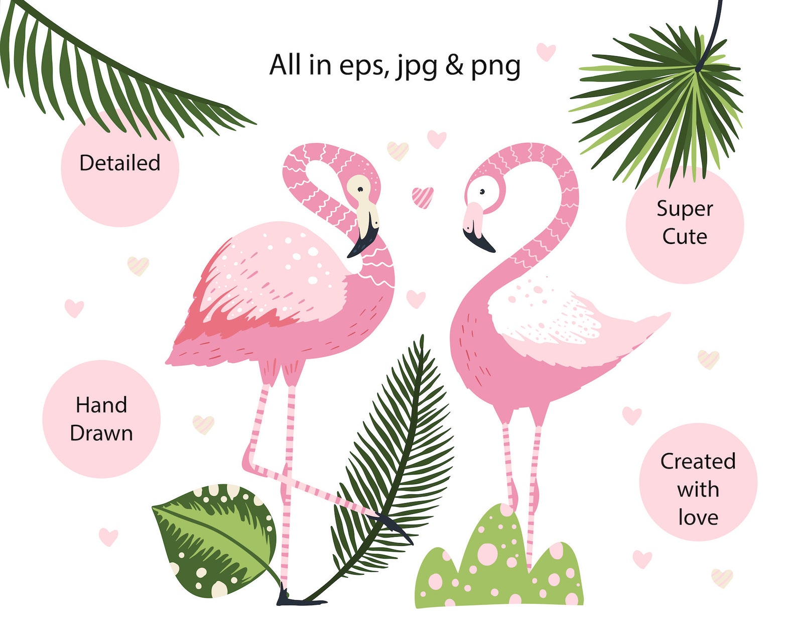 Tropical Flamingo Clipart Summer Clipart Instant Download Nursery Art ...
