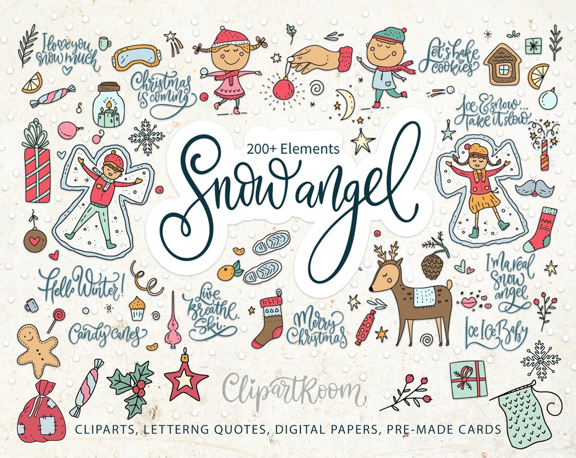 Christmas Vector Bundle, Christmas Doodle Clipart, Christmas Printable ...
