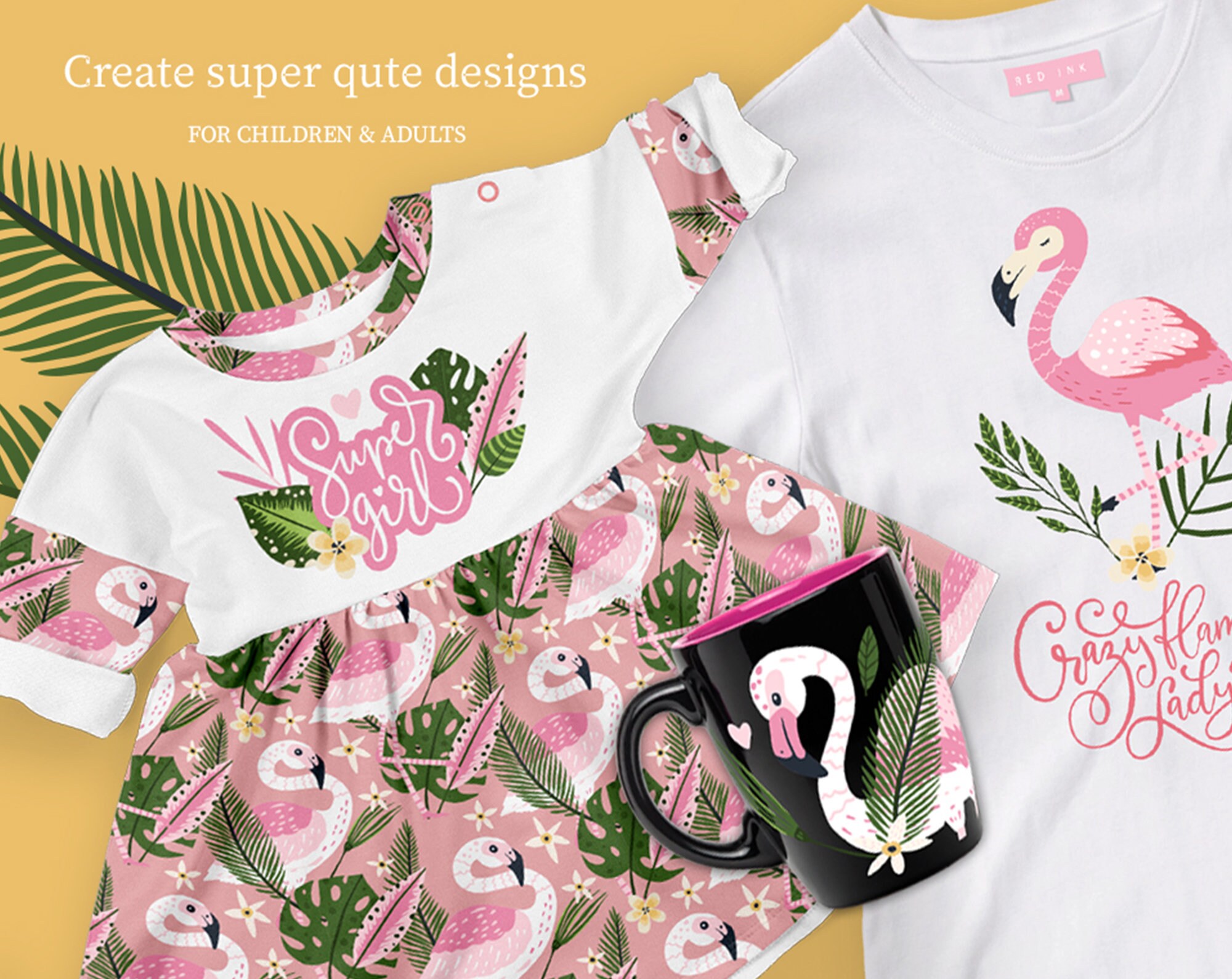 Flamingo Clipart Summer Clipart With Flamingo Print Cartoon - Etsy