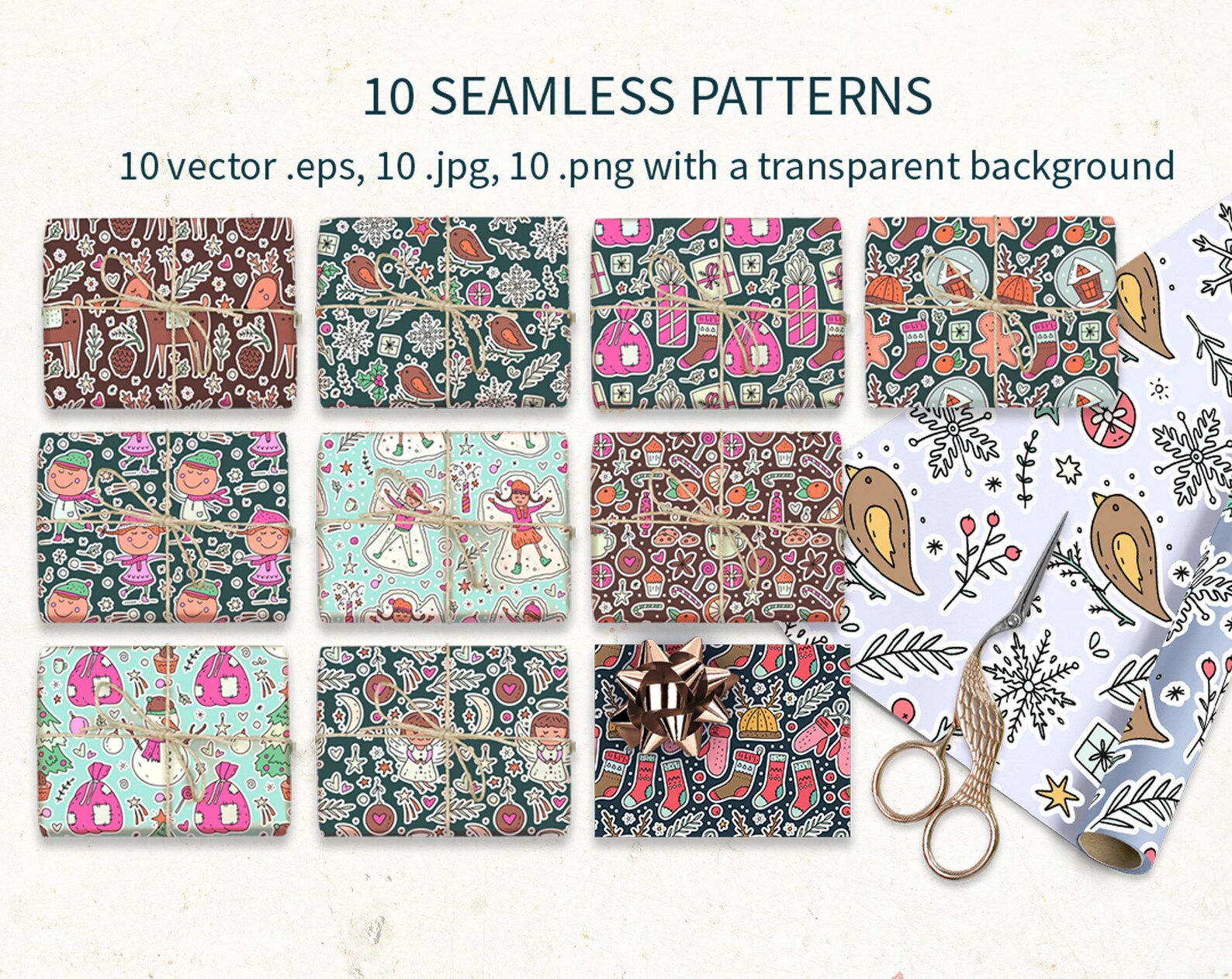 Christmas Vector Bundle, Christmas Doodle Clipart, Christmas Printable ...