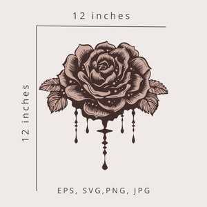 Rose Svg Custom Logo Stamp Gothic Svg One of A Kind Gothic Rose Vintage ...