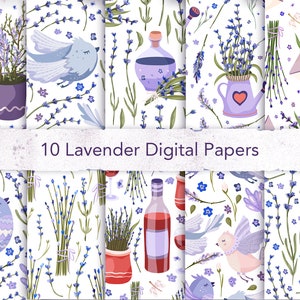 Lavender Digital Paper Seamless Pattern Spring Floral Digital Paper ...